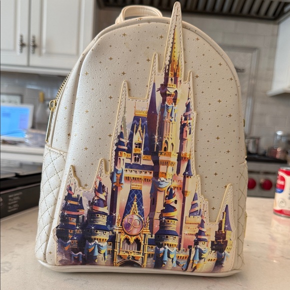 Loungefly | Bags | Loungefly Cream And Multicolor Castle Backpack ...